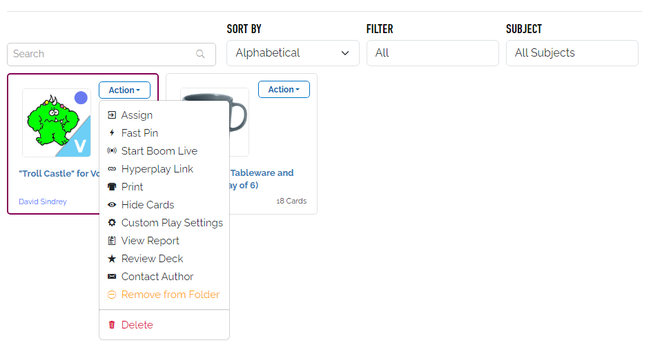 Assigning, Un-Assigning, and Playing Boom Cards