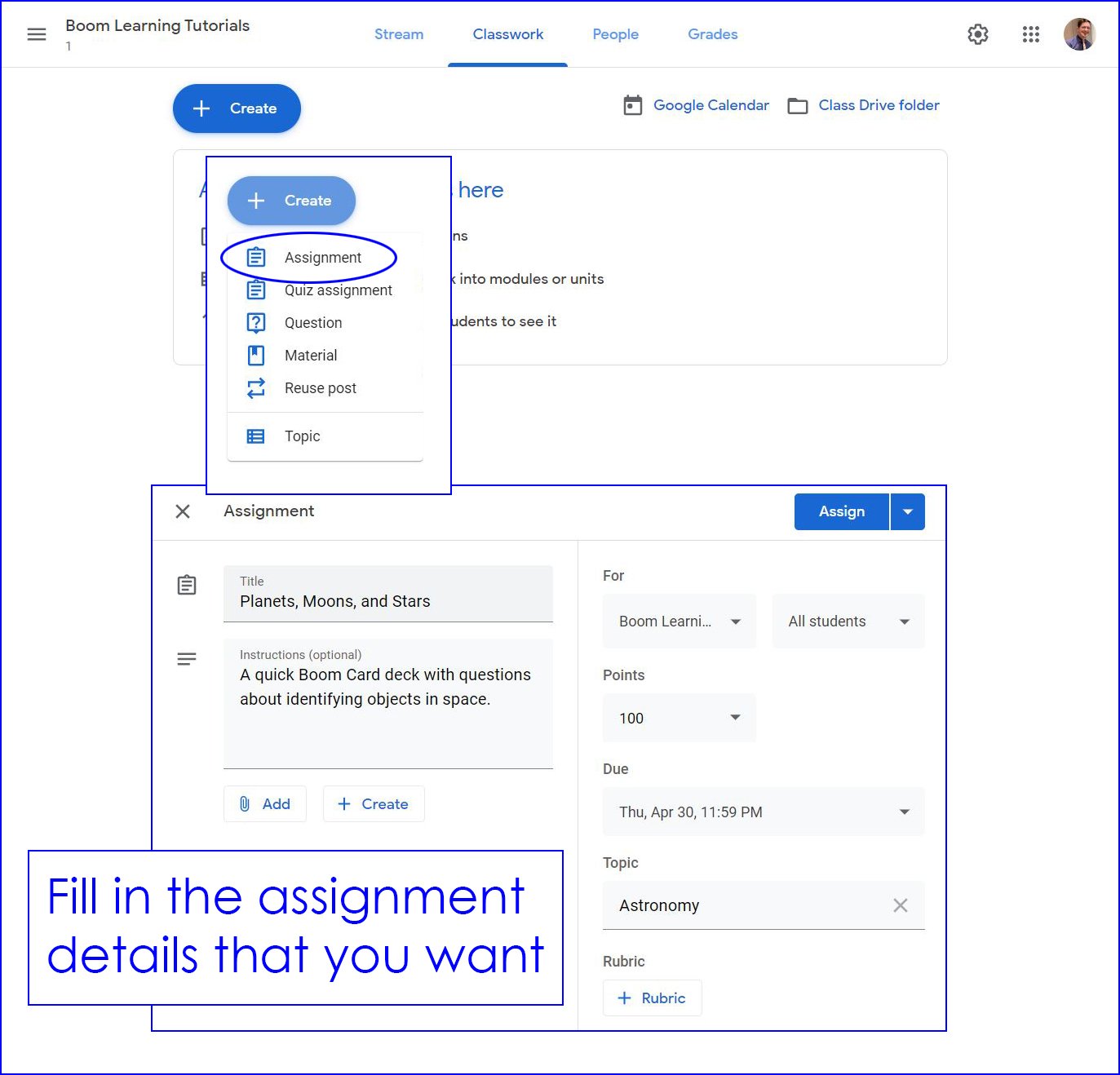 Assign Boom Cards in Google Classroom