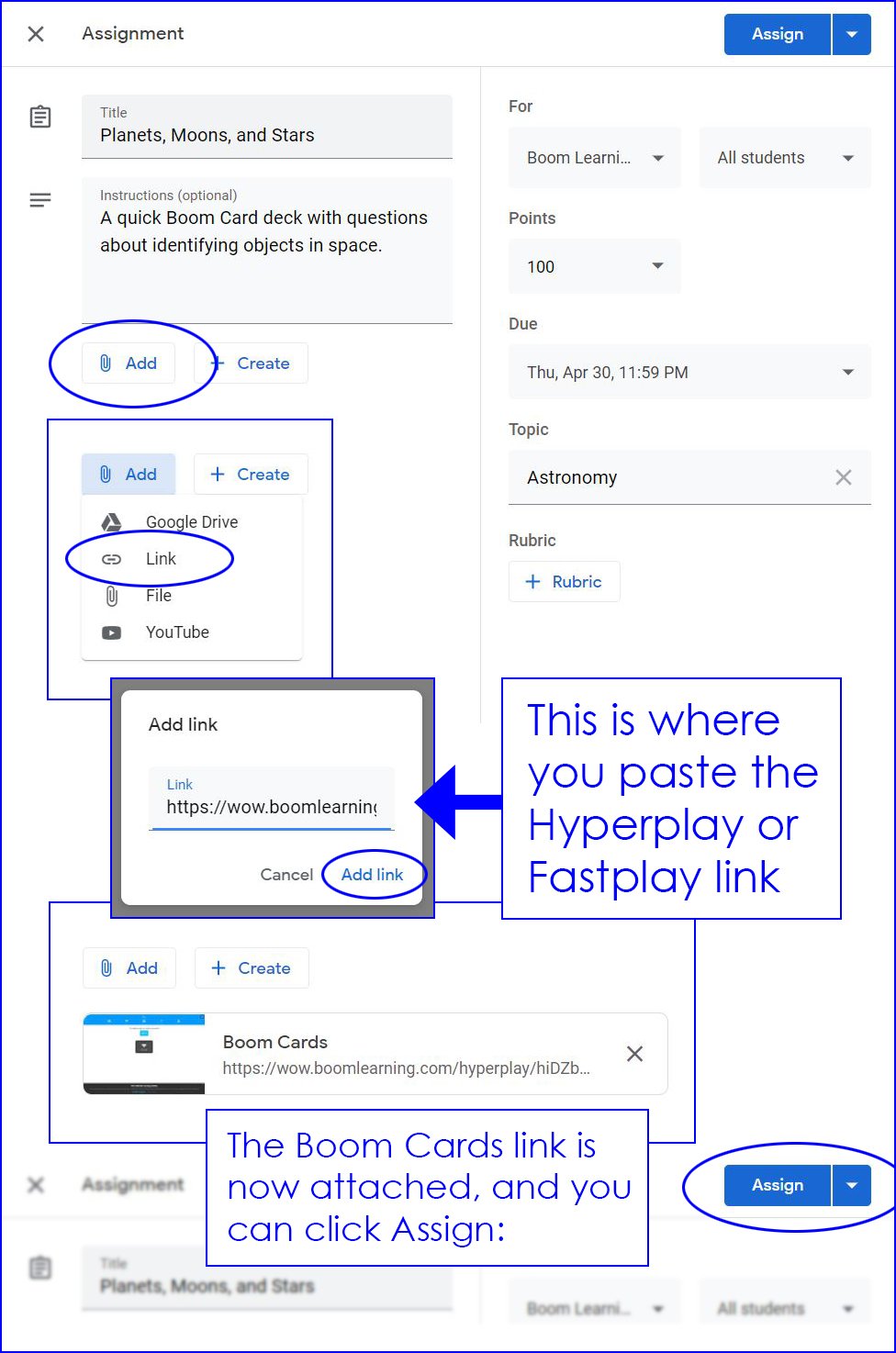 Assign Boom Cards in Google Classroom