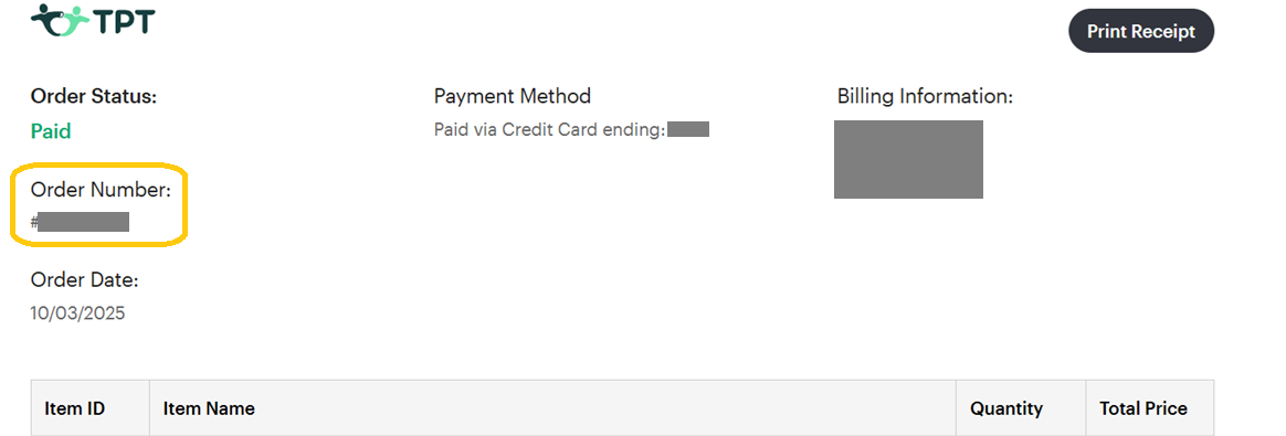 Where do I find my order number for external redemptions?